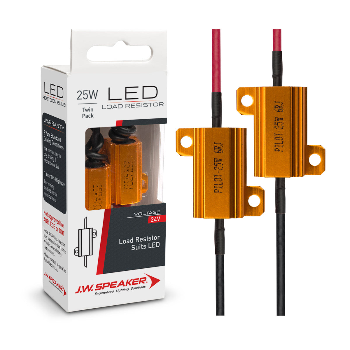 JW Speaker LED Load Resistors 24V 25W 47 Ohm Twin Pack – Auto Parts Guys